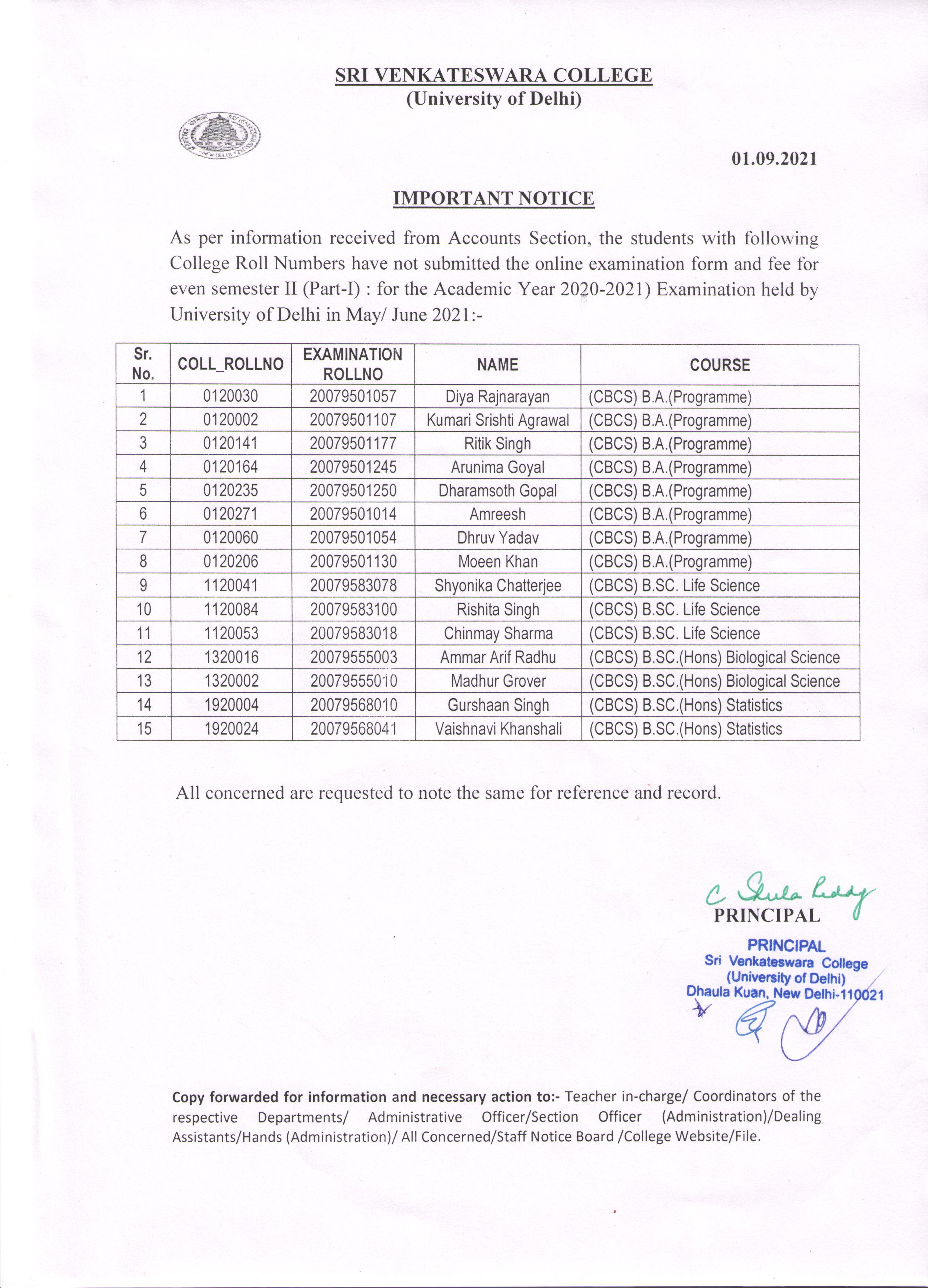 Notice & Circulars